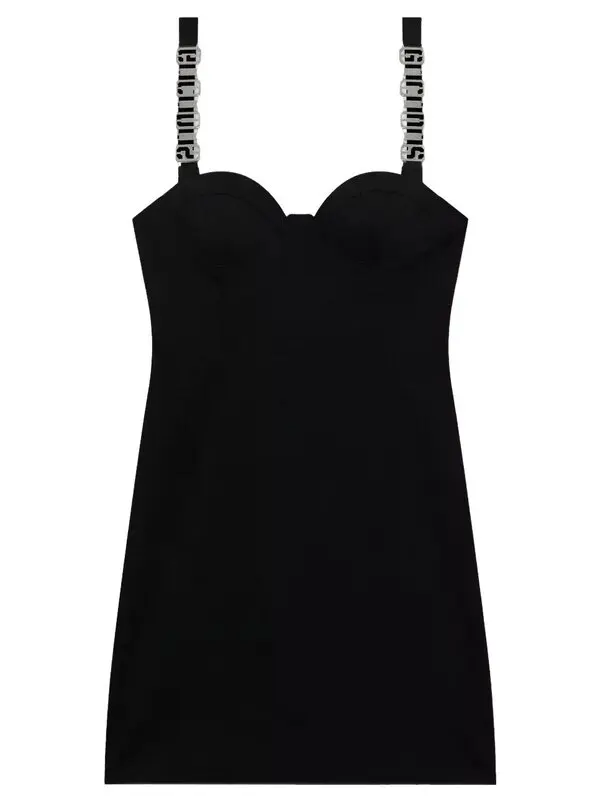 Gcds Logo Plaque Mini Dress - Black