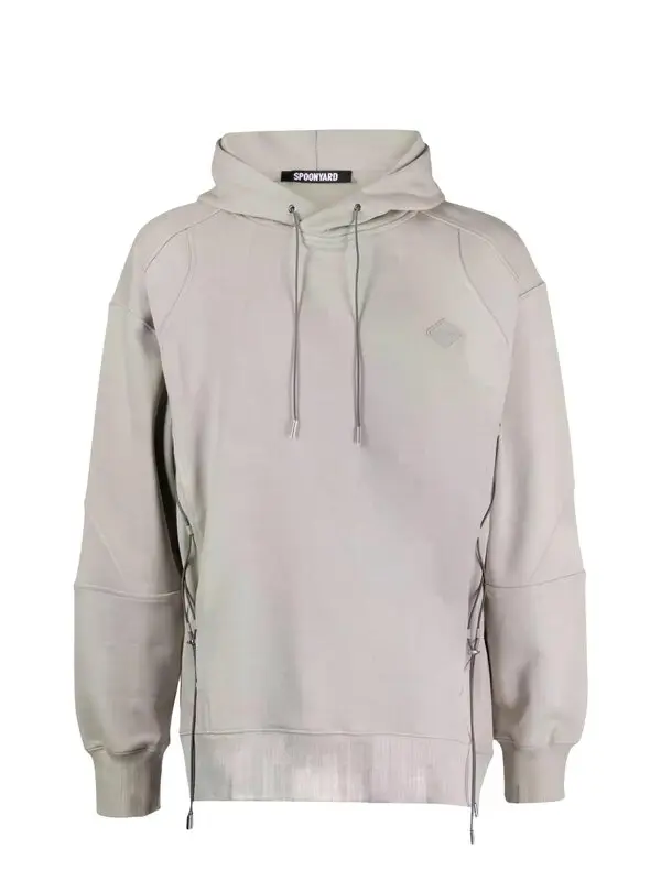SPOONYARD Lace-up Cotton Hoodie - Neutrals
