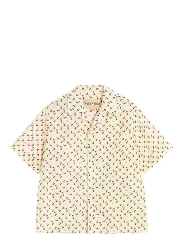 Valentino Garavani Cherryfic-print Bowling Shirt - Neutrals