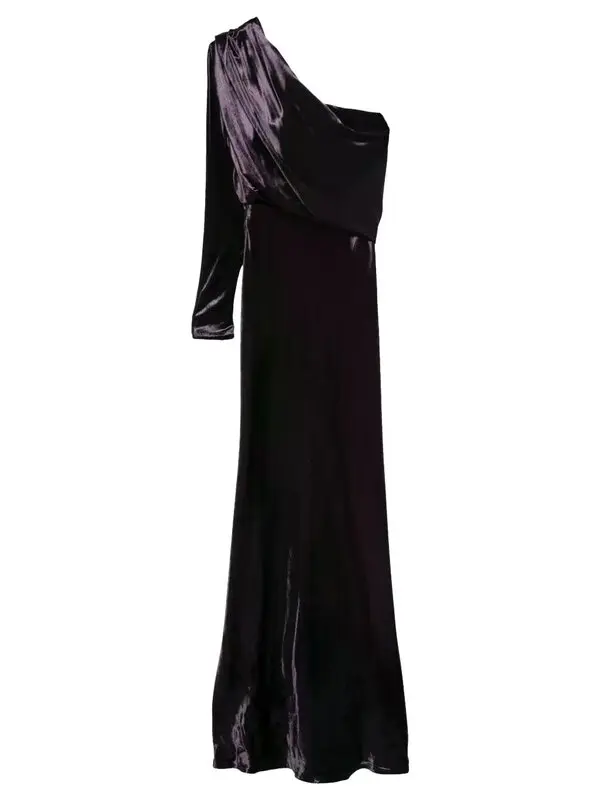 Zimmermann Silk Velvet Draped Gown - Purple