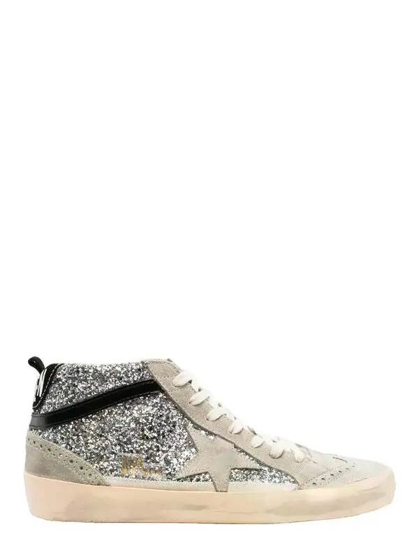GOLDEN GOOSE Mid Star Glitter Sneakers - Grey