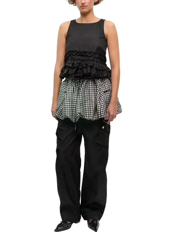 GANNI Ruffled Sleeveless Top - Black