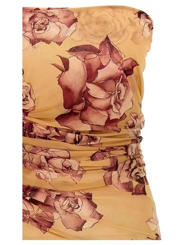 Magda Butrym Floral Print Strapless Maxi Dress - Brown