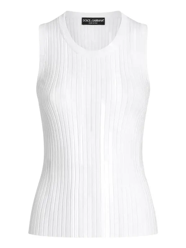 Dolce & Gabbana Ribbed Sleeveless Knit Top - White