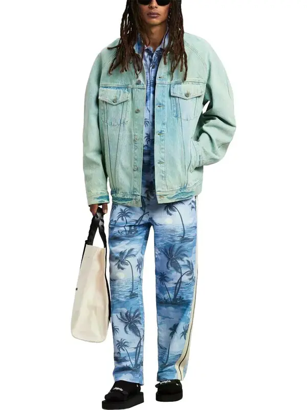 Palm Angels Overdyed Denim Jacket - Green