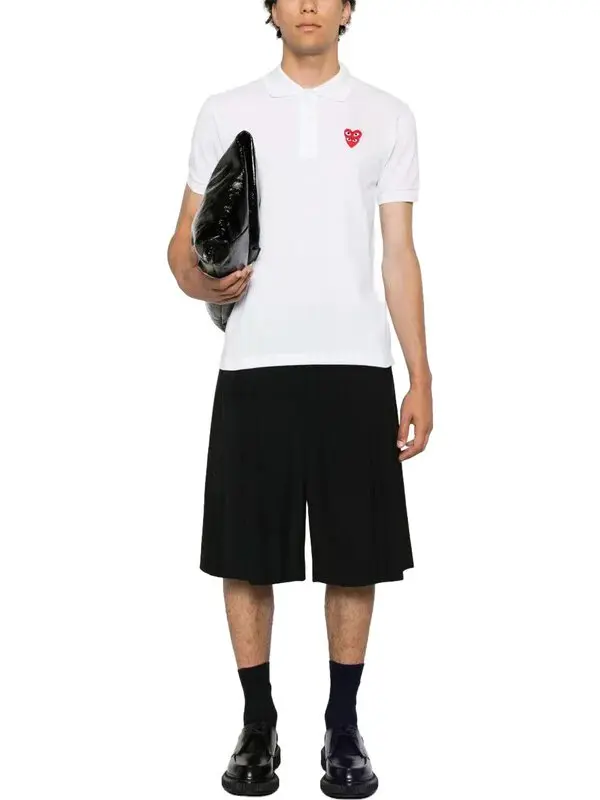 Play Comme Des Garcon Heart-patch Cotton Polo Shirt - White