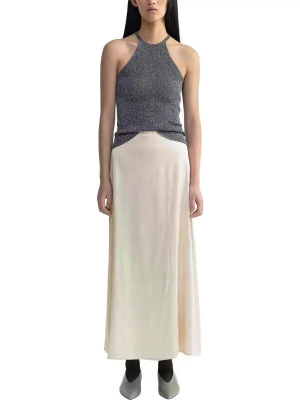 AERON Halterneck Ribbed Lurex Top - Grey