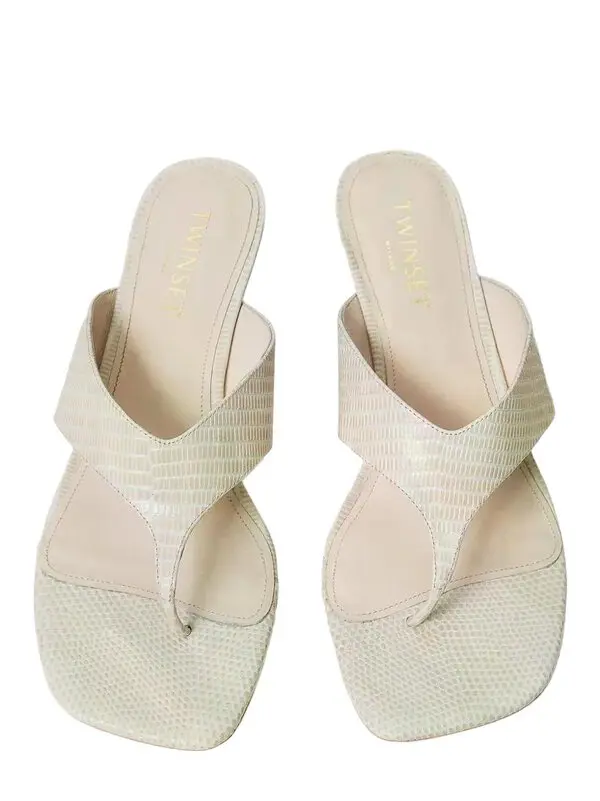 TWINSET 60mm Textured Thong Sandals - White