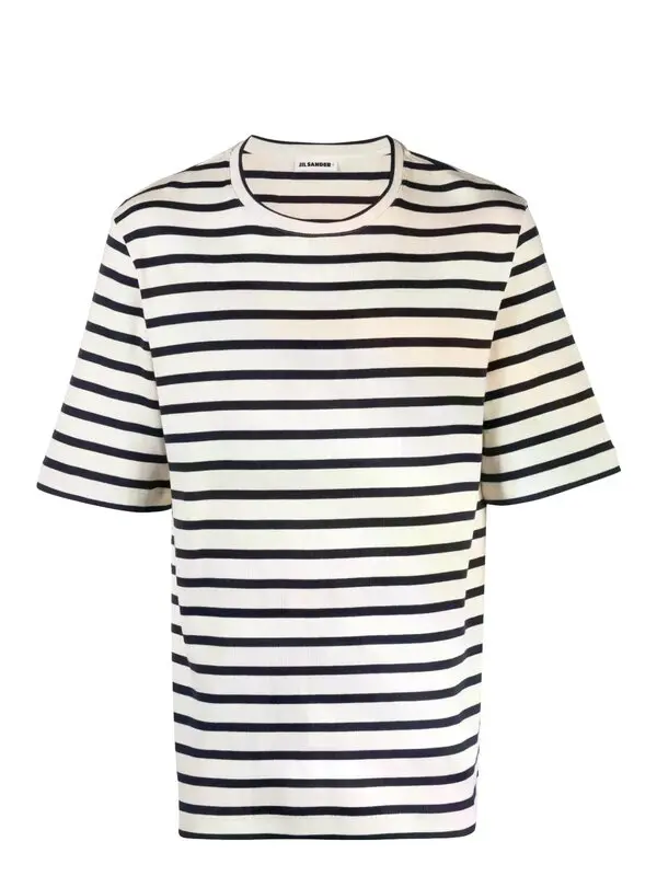 JIL SANDER Striped Ribbed Cotton T-shirt - Neutrals