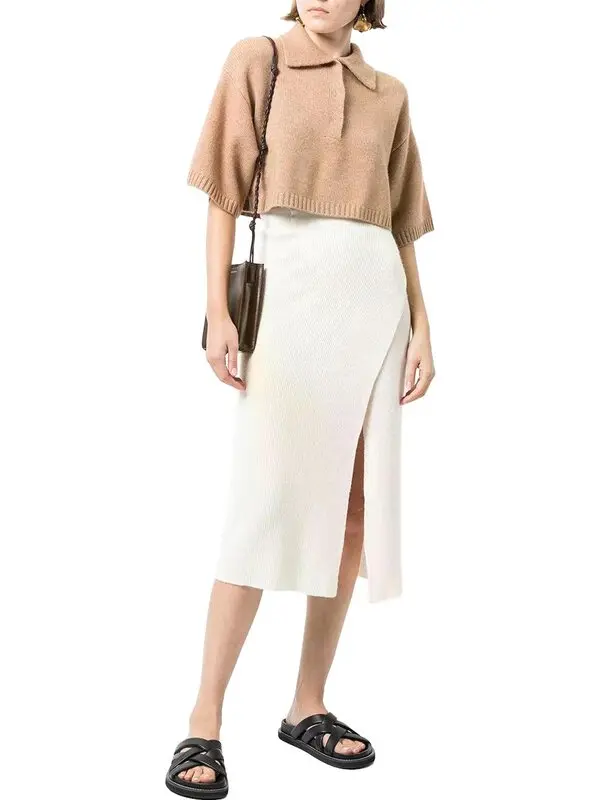 Cashmere In Love Cropped Knitted Shirt - Brown