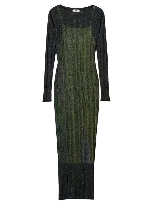 TWINSET Ribbed Knit Midi Dress - Grey