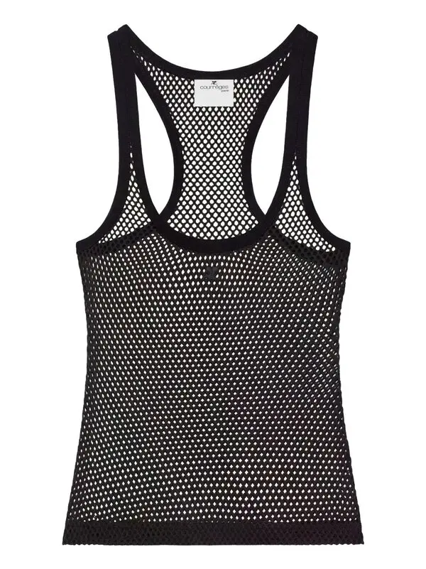COURREGES Mesh Scoop Neck Top - Black