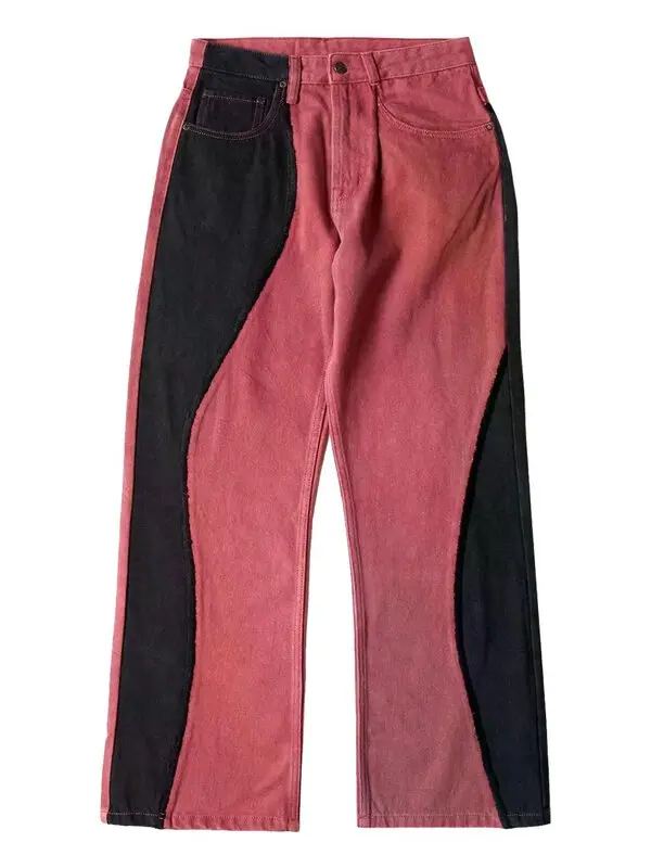 GLASS CYPRESS Colour-block Panelled Jeans - Red