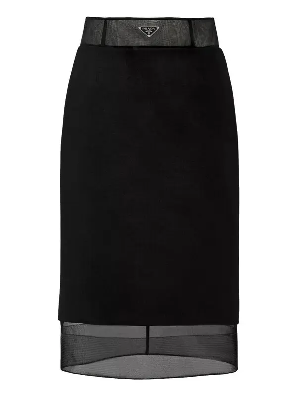 Prada Layered Wool Skirt - Black