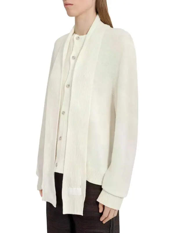 MAISON MARGIELA Button-up Cardigan With Detachable Scarf - Neutrals