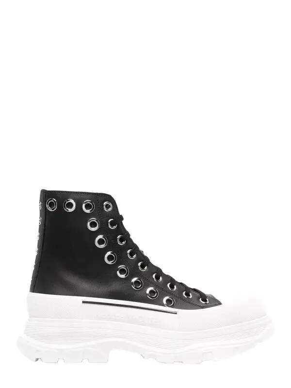 Alexander McQueen High-top Leather Sneakers - Black