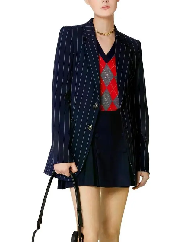 AMI Paris Striped Single-breasted Blazer - Blue