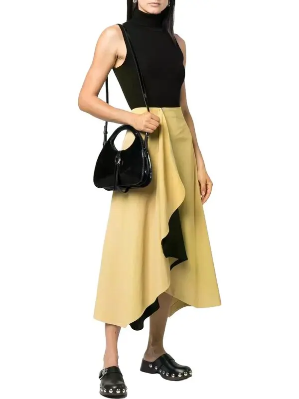 Colville Asymmetric Draped Ruffle Midi Skirt - Neutrals