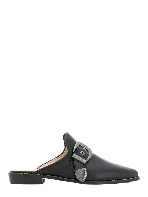 STUART WEITZMAN Leather Buckle Mules - Black