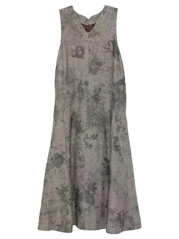 ZIGGY CHEN Abstract Print Midi Dress - Grey