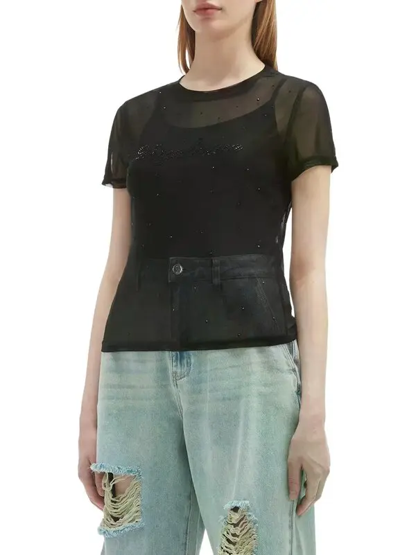 B+AB Rhinestone-embellished T-shirt - Black