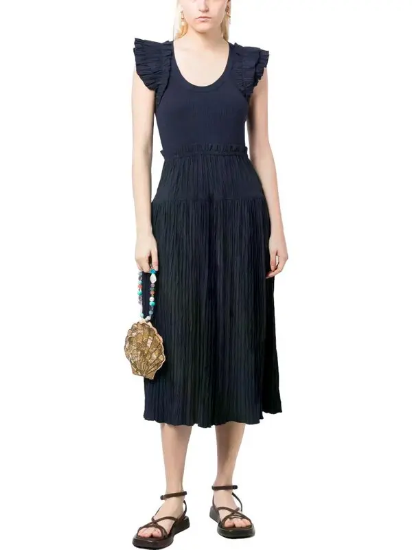 Ulla Johnson Virginia Pleated Midi Dress - Blue
