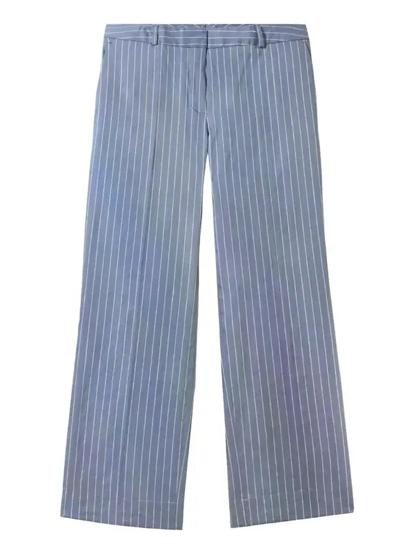 Brooks Brothers Pinstripe Wide Leg Trousers - Blue