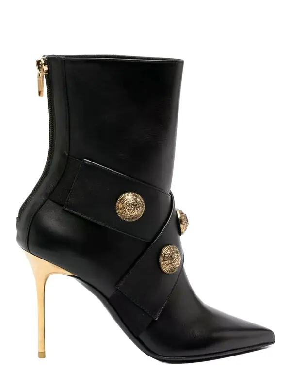 Balmain Pointed-toe Leather Boots With Stiletto Heel - Black