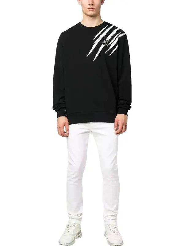 PLEIN SPORT Scratch-print Long-sleeved Sweatshirt - Black