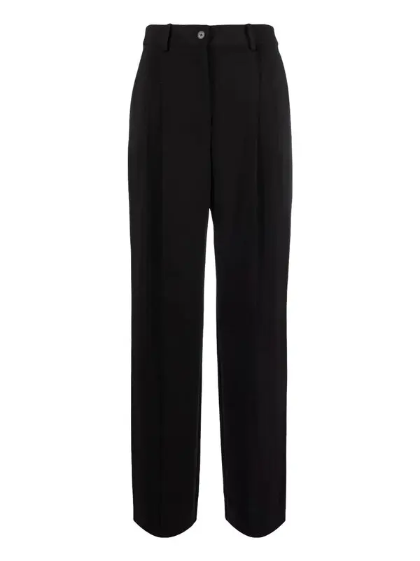 Calvin Klein Mid-rise Wide-leg Trousers With Pleat Detailing - Black
