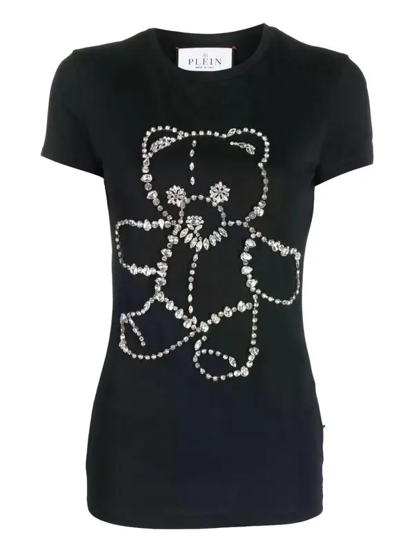 Philipp Plein Embellished Cotton T-shirt - Black
