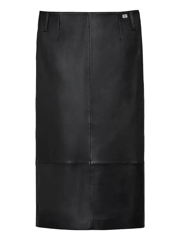 Marc Jacobs Leather Midi Skirt - Black