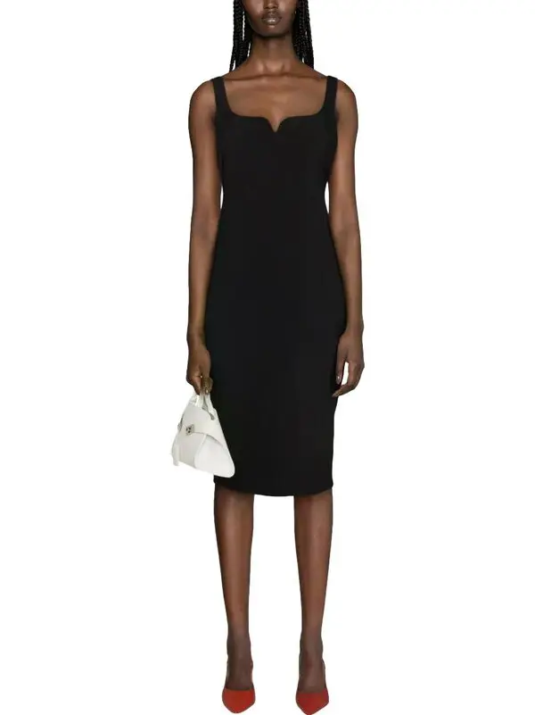 Victoria Beckham Zip-up Crepe Midi Dress - Black