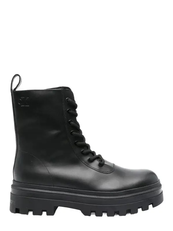 Calvin Klein Lace-up Leather Boots - Black