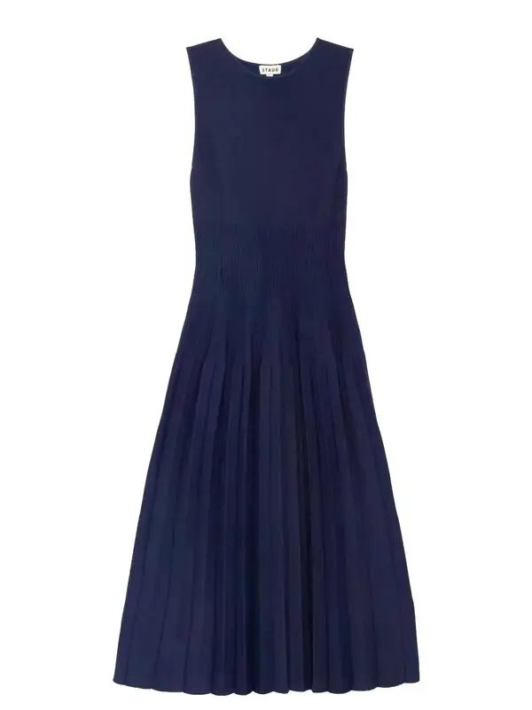 Staud Elyse Pleated Midi Dress - Blue