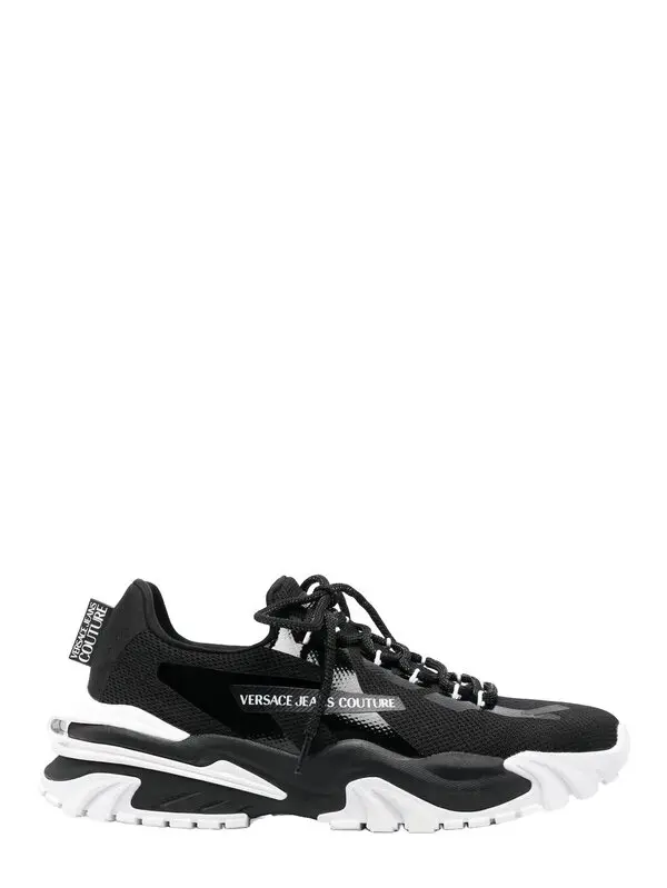 Versace Logo Print Low-top Sneakers - Black
