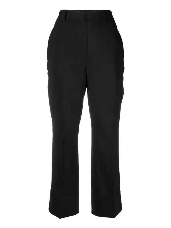 Dsquared2 Cropped Flare Trousers In Virgin Wool Blend - Black