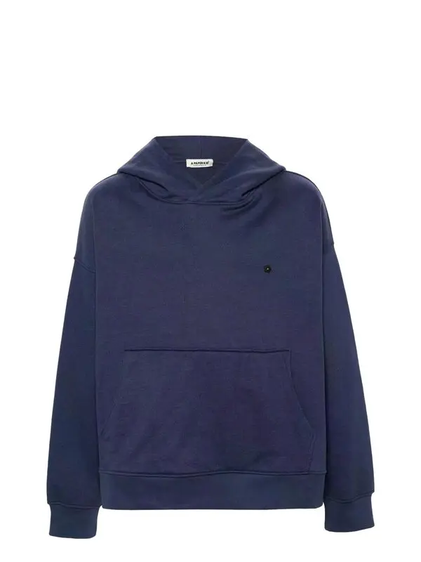 A PAPER KID Cotton Logo Plaque Hoodie - Blue