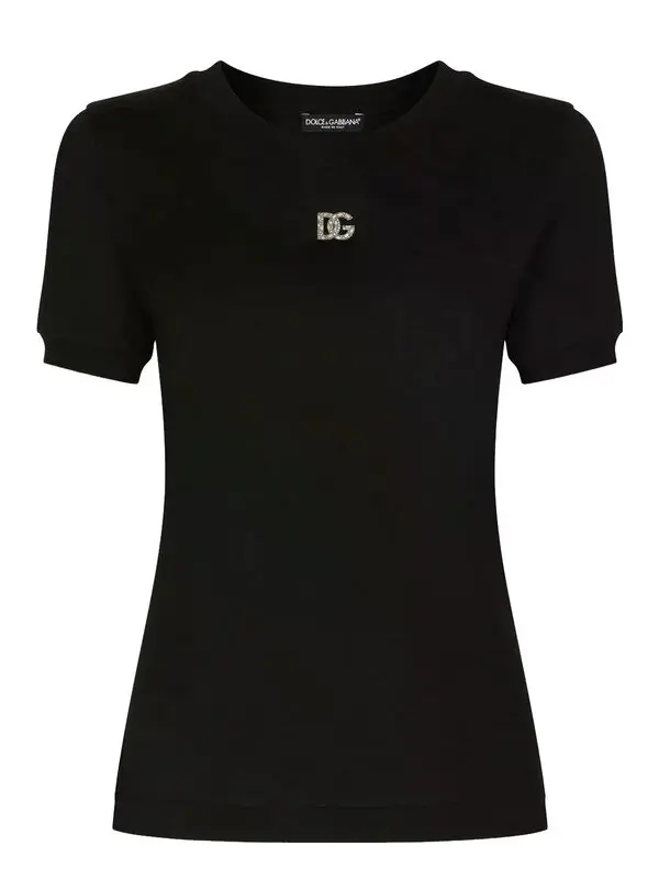 Dolce & Gabbana Crystal-embellished Cotton T-shirt - Black