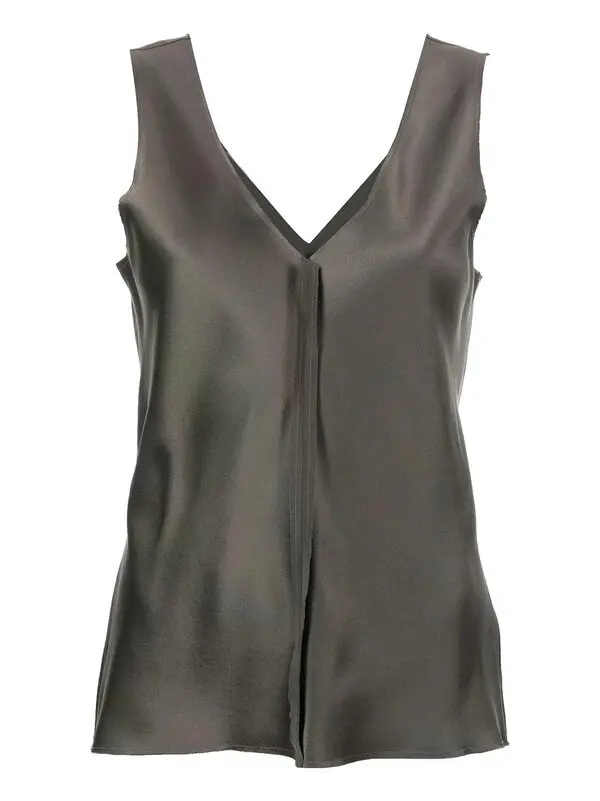 Voz Silk Raw-edge Tank Top - Grey