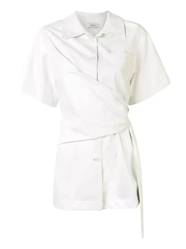 Goen.j Wrap Style Shirt With Knot Detail - White