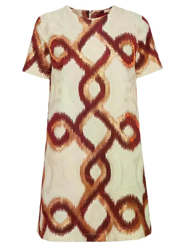 La DoubleJ Mini Swing Geometric-print Short-sleeve Dress - Neutrals