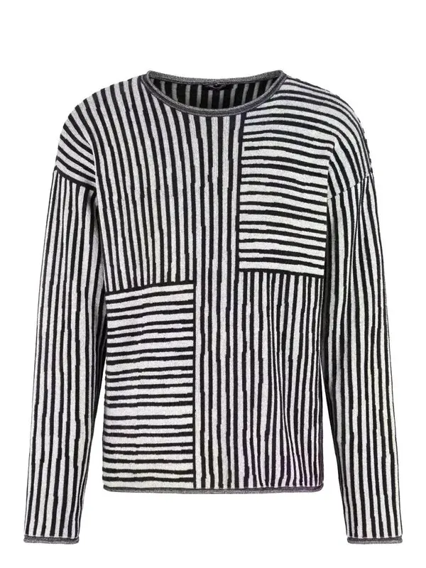 Giorgio Armani Striped Crew Neck Long Sleeve Jumper - Blue