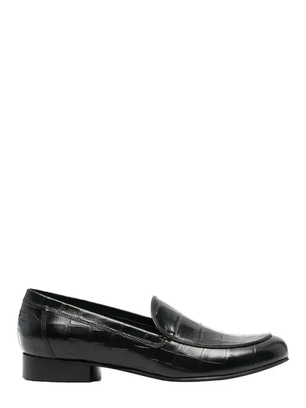 GIABORGHINI Croc Effect Leather Loafers - Black