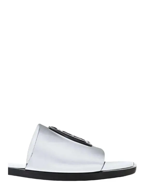 Just Cavalli Leather Slides - Silver