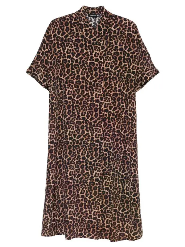 ANINE BING Julia Leopard Print Dress - Black