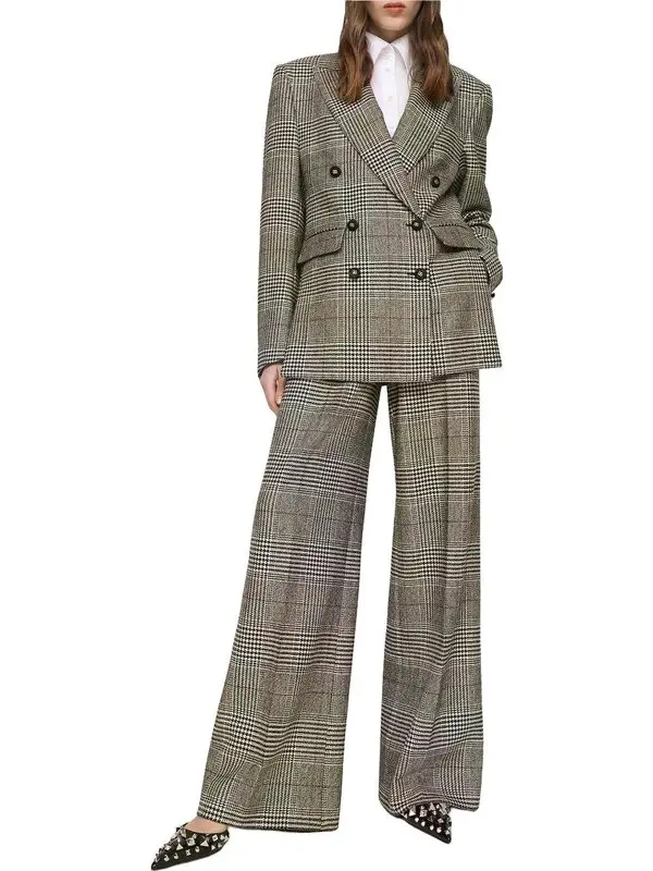Dolce & Gabbana Prince Of Wales Check Flared Wool Trousers - Grey