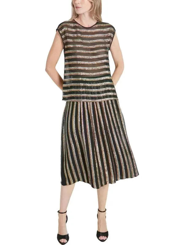 TEMPERLEY LONDON Selena Sequin Embellished Striped Top - Black