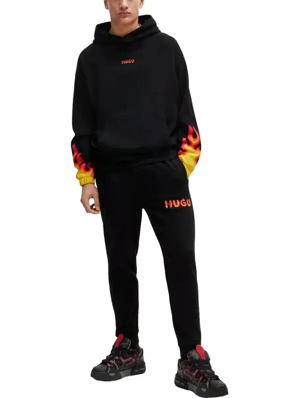 Hugo Mid-rise Straight-leg Track Pants - Black