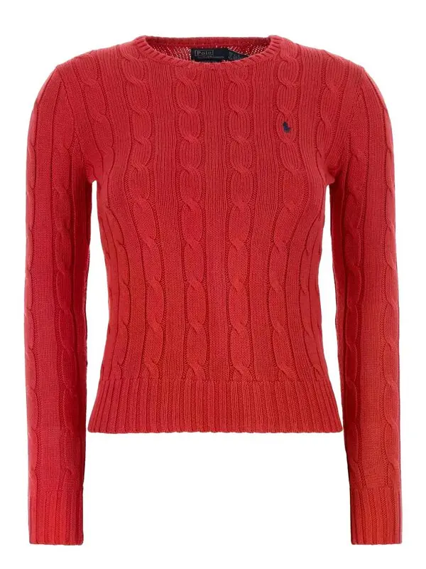 Polo Ralph Lauren Cable-knit Cotton Crew Neck Sweater - Red
